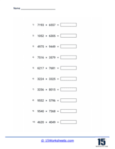 4 digit Multiplication Worksheets - 15 Worksheets.com