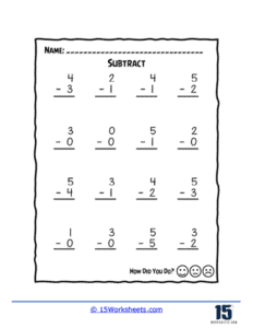 Subtract Within 5 Worksheets - 15 Worksheets.com