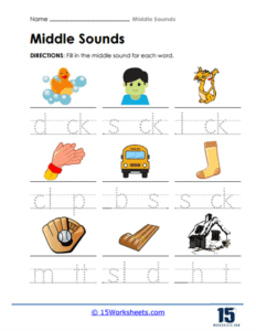 Middle Sounds Worksheets | Phonics Skills - 15 Worksheets.com