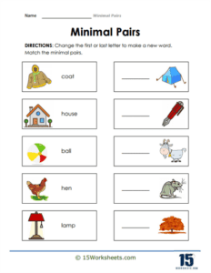 Minimal Pairs Worksheets - 15 Worksheets.com