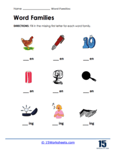 Word Families Worksheets - 15 Worksheets.com