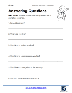 Ask and Answer Questions Worksheets - 15 Worksheets.com