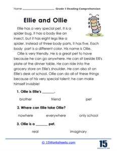Grade 1 Reading Comprehension Worksheets - 15 Worksheets.com