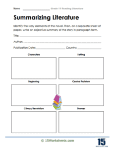 Reading Literature Comprehension Grade 11 Worksheets