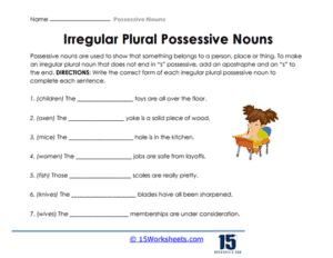 Possessive Nouns Worksheets - 15 Worksheets.com