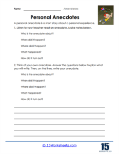 Anecdotes Worksheets - 15 Worksheets.com