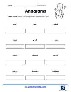 Anagrams Worksheets - 15 Worksheets.com
