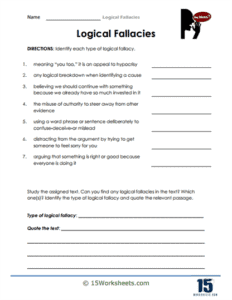 Logical Fallacies Worksheets | Figurative Language - 15 Worksheets.com