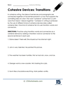 Cohesive Writing Worksheets - 15 Worksheets.com