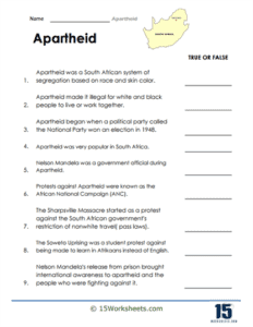 Apartheid Worksheets - 15 Worksheets.com