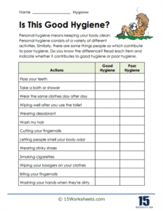 Personal Hygiene Worksheets | Life Skills - 15 Worksheets.com