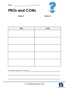 Pros and Cons Worksheets | Informed Choices - 15 Worksheets.com