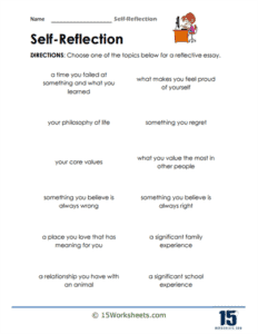Self Reflection Worksheets | Personal Skills - 15 Worksheets.com
