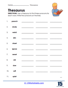 Thesaurus Worksheets | Boost Expression - 15 Worksheets.com