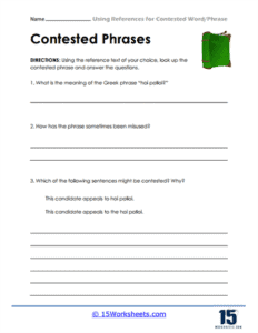 Contested Words Worksheets | Decode Language - 15 Worksheets.com