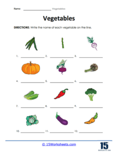 Vegetables Worksheets | Healthy Food Vocabulary - 15 Worksheets.com