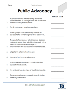 Public Advocacy Worksheets - 15 Worksheets.com