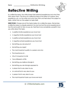 Reflective Writing Worksheets - 15 Worksheets.com