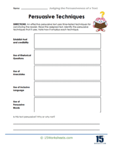 Persuasiveness of a Text Worksheets - 15 Worksheets.com