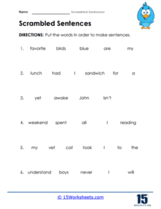Scrambled Sentences Worksheets | Writing Sets - 15 Worksheets.com