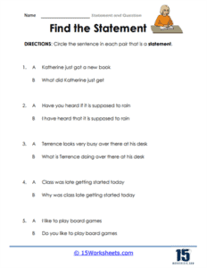 Statements and Questions Worksheets | Create & Engage - 15 Worksheets.com