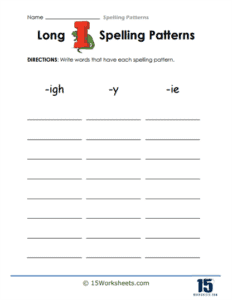 Spelling Patterns Worksheets | Strengthening - 15 Worksheets.com