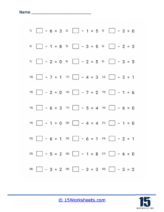 1 Digit Subtraction Worksheets - 15 Worksheets.com