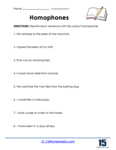 Homophones Worksheets - 15 Worksheets.com