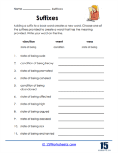 Suffixes Worksheets | Understand Word Endings - 15 Worksheets.com