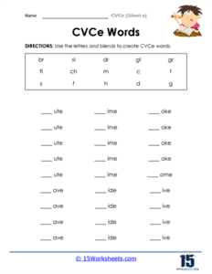 CVCe (Silent e) Worksheets | Decode, Spell & Read - 15 Worksheets.com