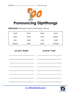 Diphthongs Worksheets - 15 Worksheets.com