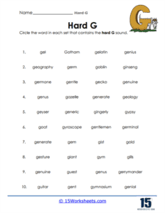 Hard G Sound Worksheets - 15 Worksheets.com