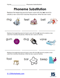 Phoneme Substitution Worksheets - 15 Worksheets.com