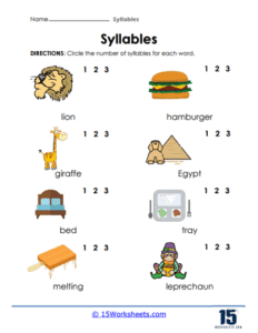 Syllables Worksheets | Phonics Booster Skills - 15 Worksheets.com