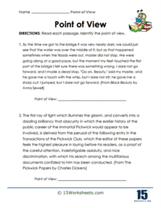 Point of View Worksheets | Reading Skills - 15 Worksheets.com
