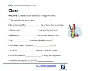 Cloze Worksheets - 15 Worksheets.com