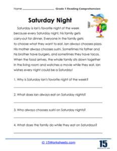 Grade 1 Reading Comprehension Worksheets - 15 Worksheets.com