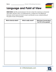 Reading Literature Comprehension Grade 12 Worksheets