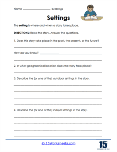 Story Settings Worksheets | Reading Collection - 15 Worksheets.com