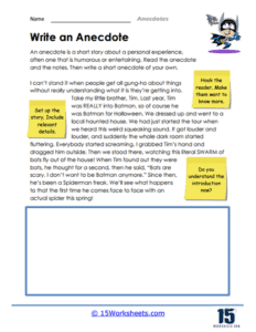 Anecdotes Worksheets - 15 Worksheets.com