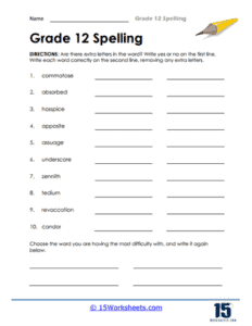 Grade 12 Spelling Worksheets - 15 Worksheets.com