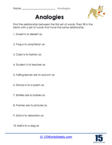 Analogies Worksheets - 15 Worksheets.com
