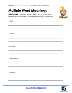 Multiple Word Meanings Worksheets | Vocabulary Skills - 15 Worksheets.com
