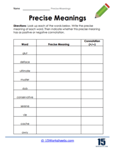 Precise Word Meanings Worksheets - 15 Worksheets.com
