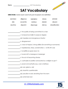 SAT Vocabulary Worksheets - 15 Worksheets.com