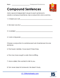 Compound Sentences Worksheets | Combine and Transform - 15 Worksheets.com