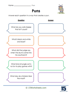 Puns Worksheets - 15 Worksheets.com