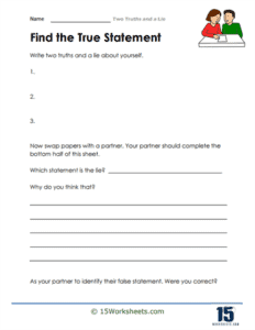 Two Truths and a Lie Worksheets - 15 Worksheets.com