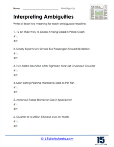 Ambiguity Worksheets - 15 Worksheets.com