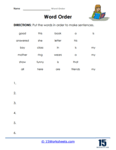 Word Order Worksheets | Writing Composition - 15 Worksheets.com